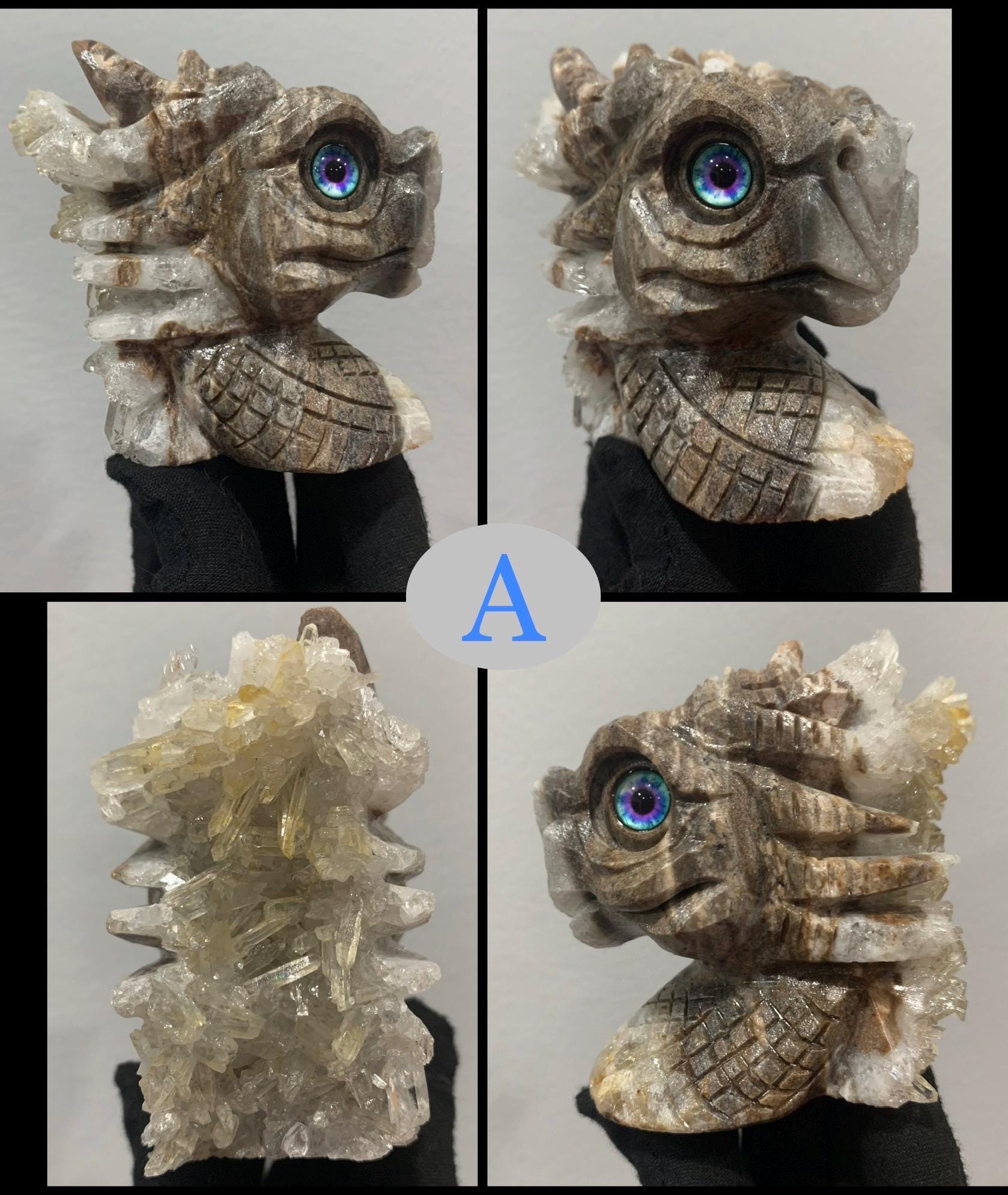 Dragons - Hand Carved - Raw Quartz Cluster Needle Points - Golden ...