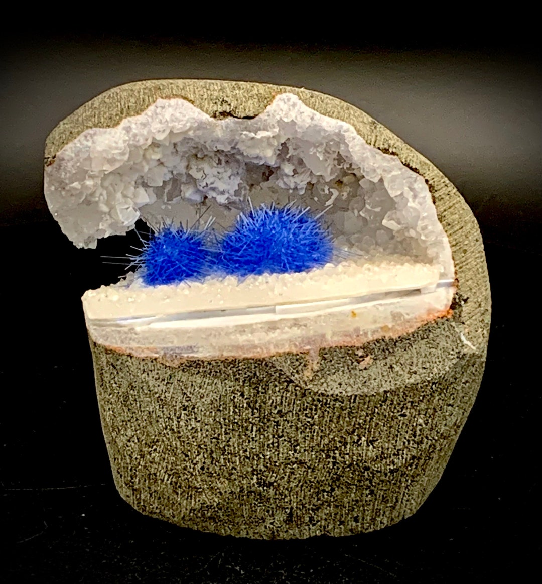 Open Quartz Geode With Blue Rutile - From Morocco - 1/2 Llb - Etsy