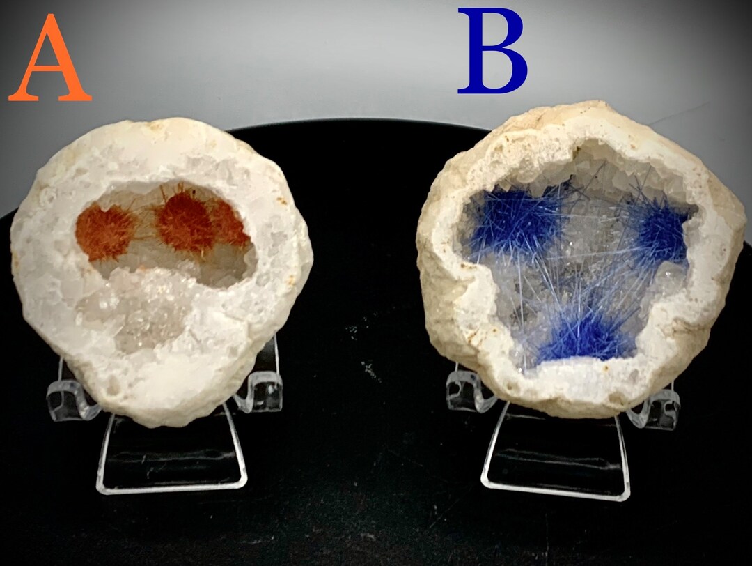 Open Quartz Geode With Blue or Orange Rutile - From Morocco - Pick Your ...