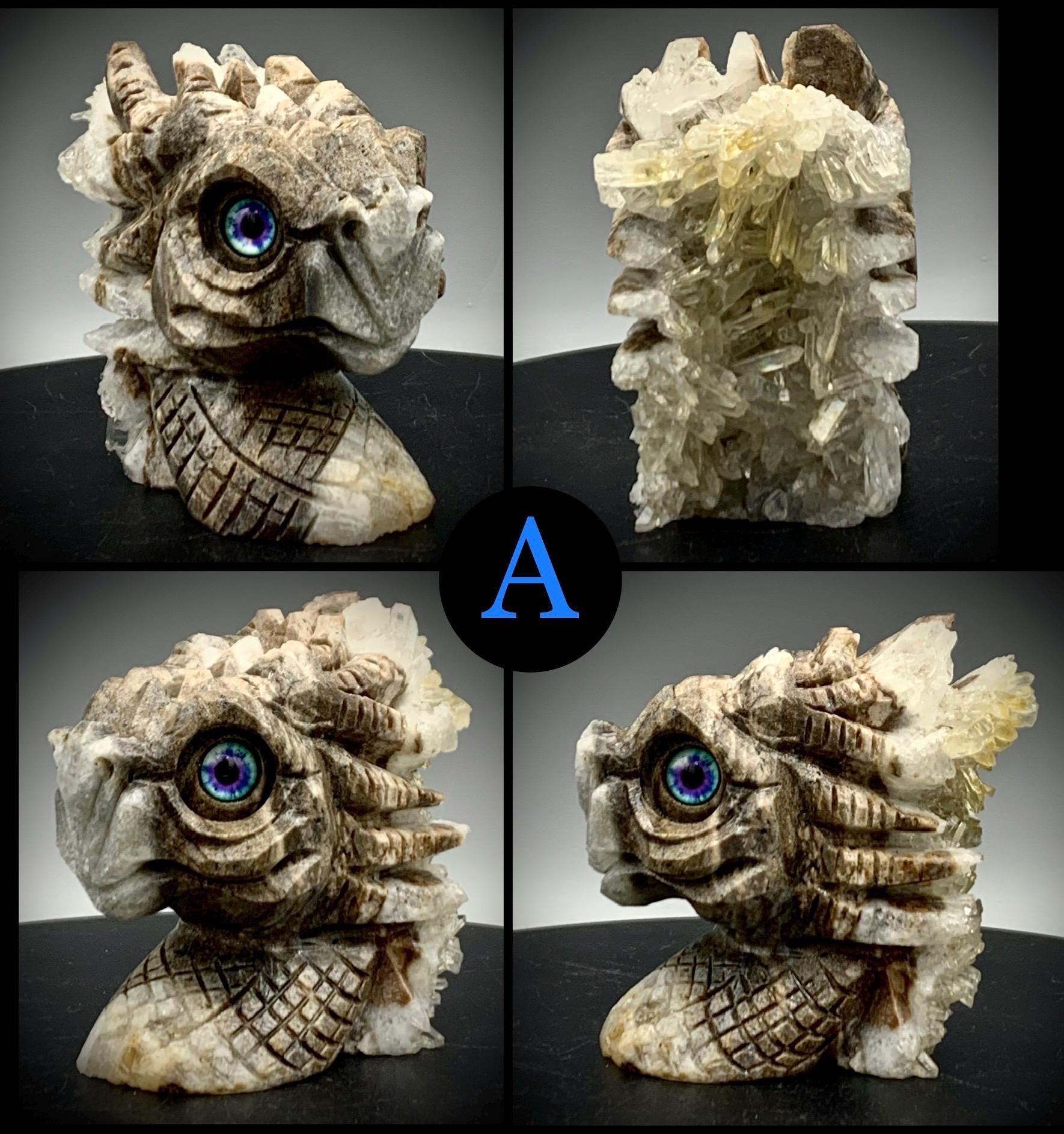Dragons - Hand Carved - Raw Quartz Cluster Needle Points - Golden ...