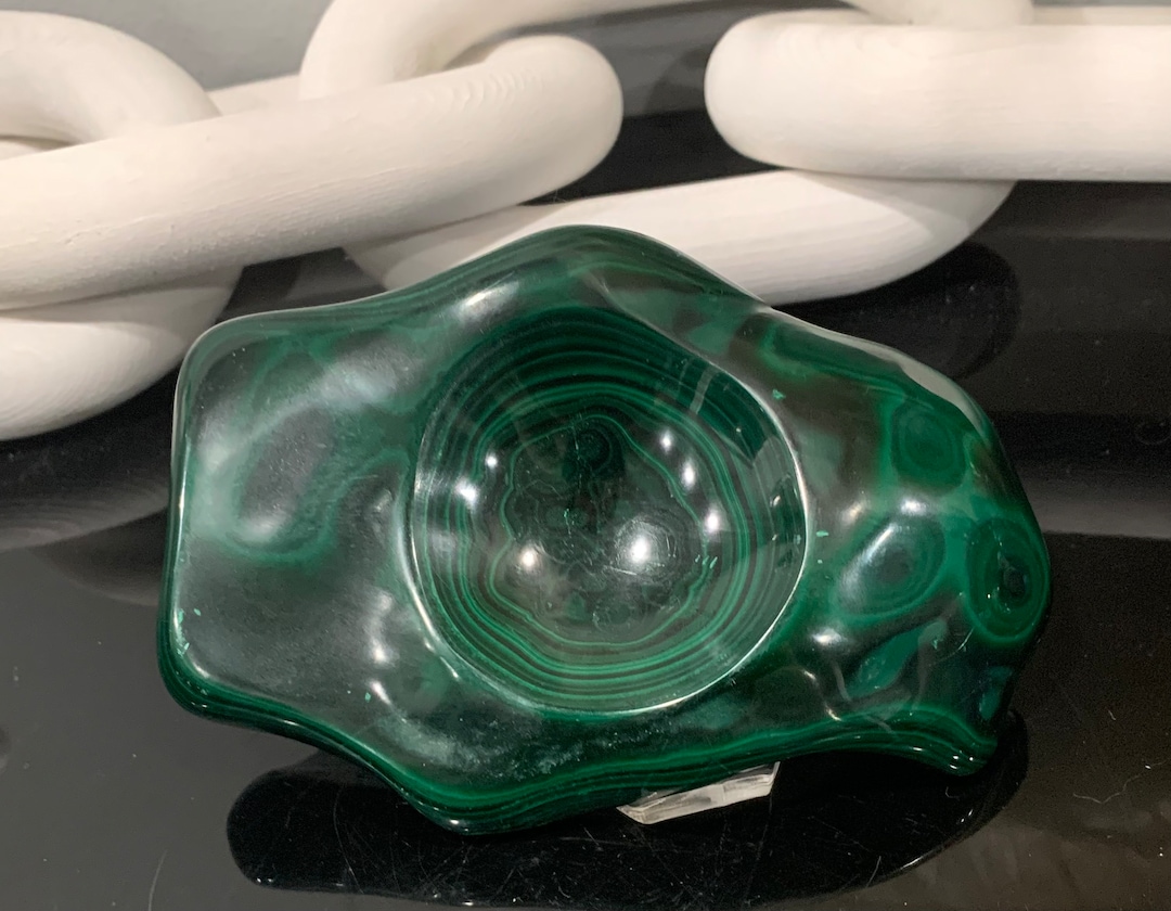 Stunning One of a Kind Malachite Slab Bowl - 1.27 Lbs! - Etsy