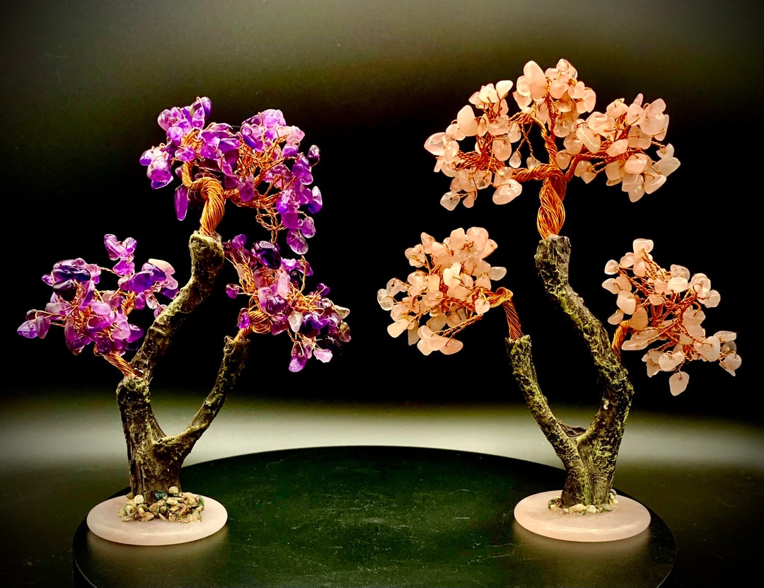 Stunning Money Tree - Realistic Trunk and Copper Wired Rose Quartz or ...