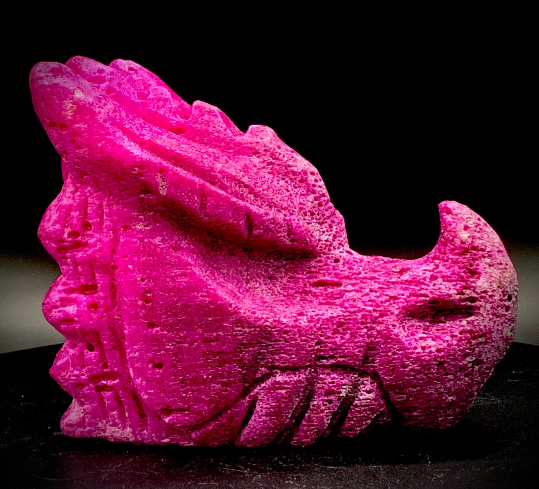 Dragon Head Skull RARE Hand Carved From Ruby Honeycomb Real Rough Ruby ...