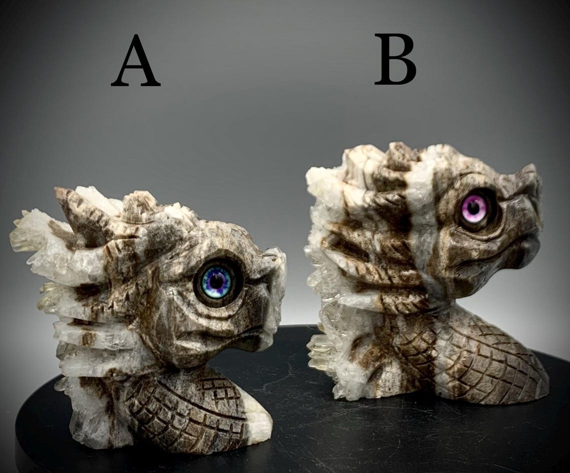 Dragons - Hand Carved - Raw Quartz Cluster Needle Points - Golden ...