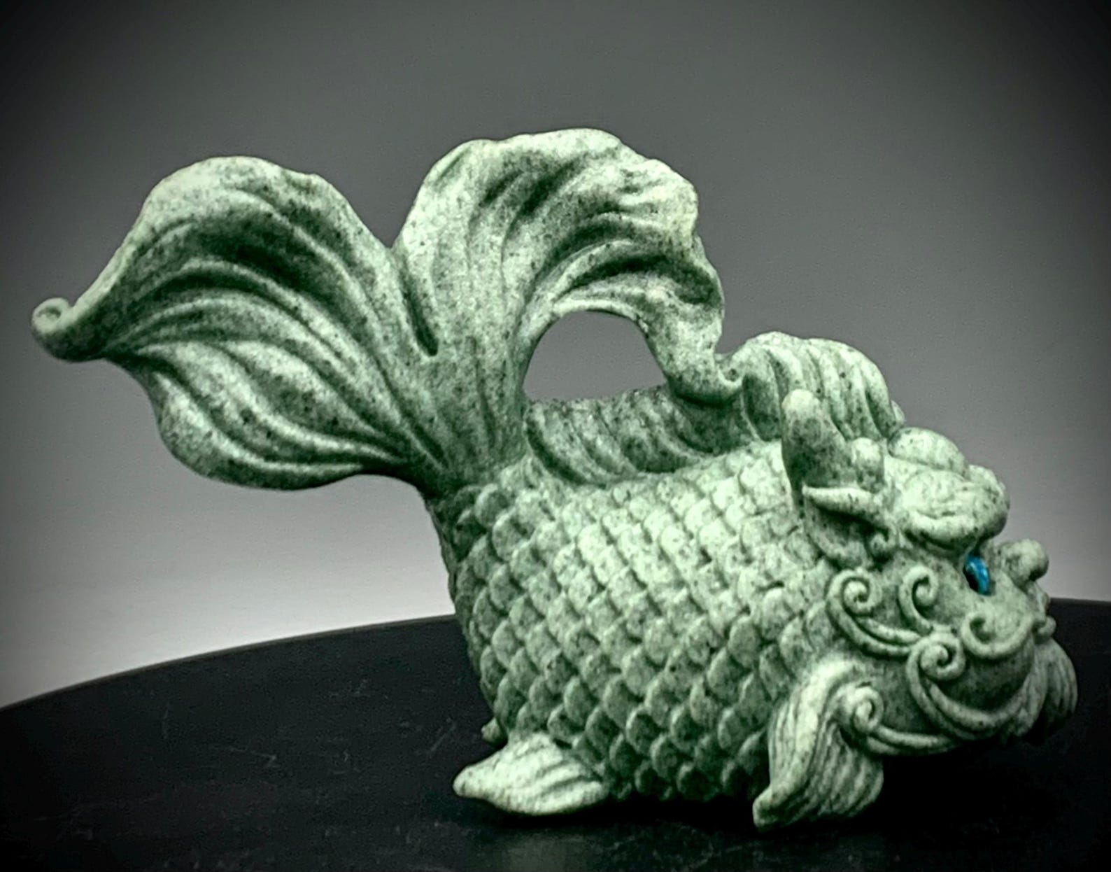 Dragon Fish - Hand Carved by Master Carver - Green Sandstone ...