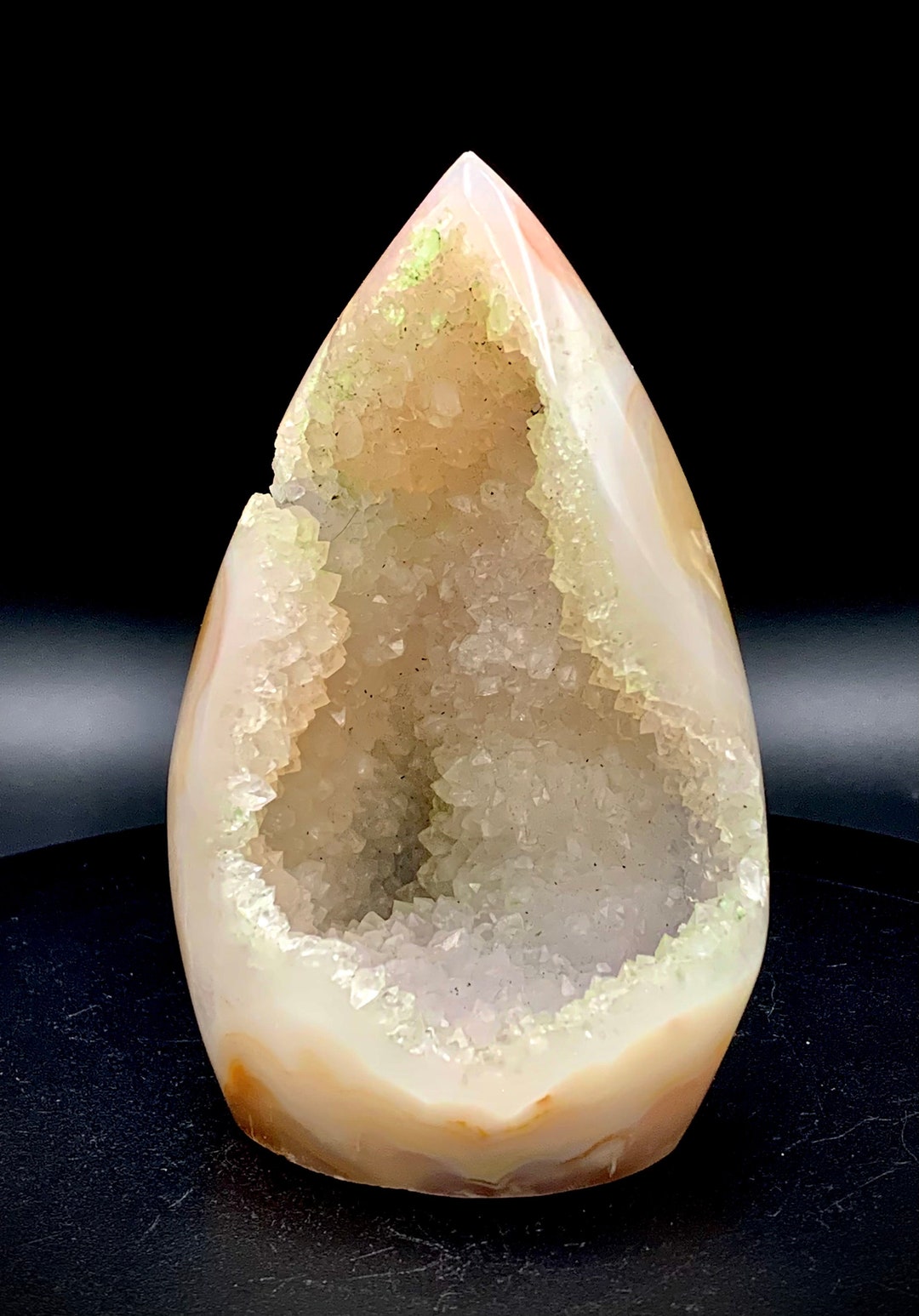 Druzy Agate Freeform Tear Drop - Clear Quartz Crystal Cave - Dendritic ...