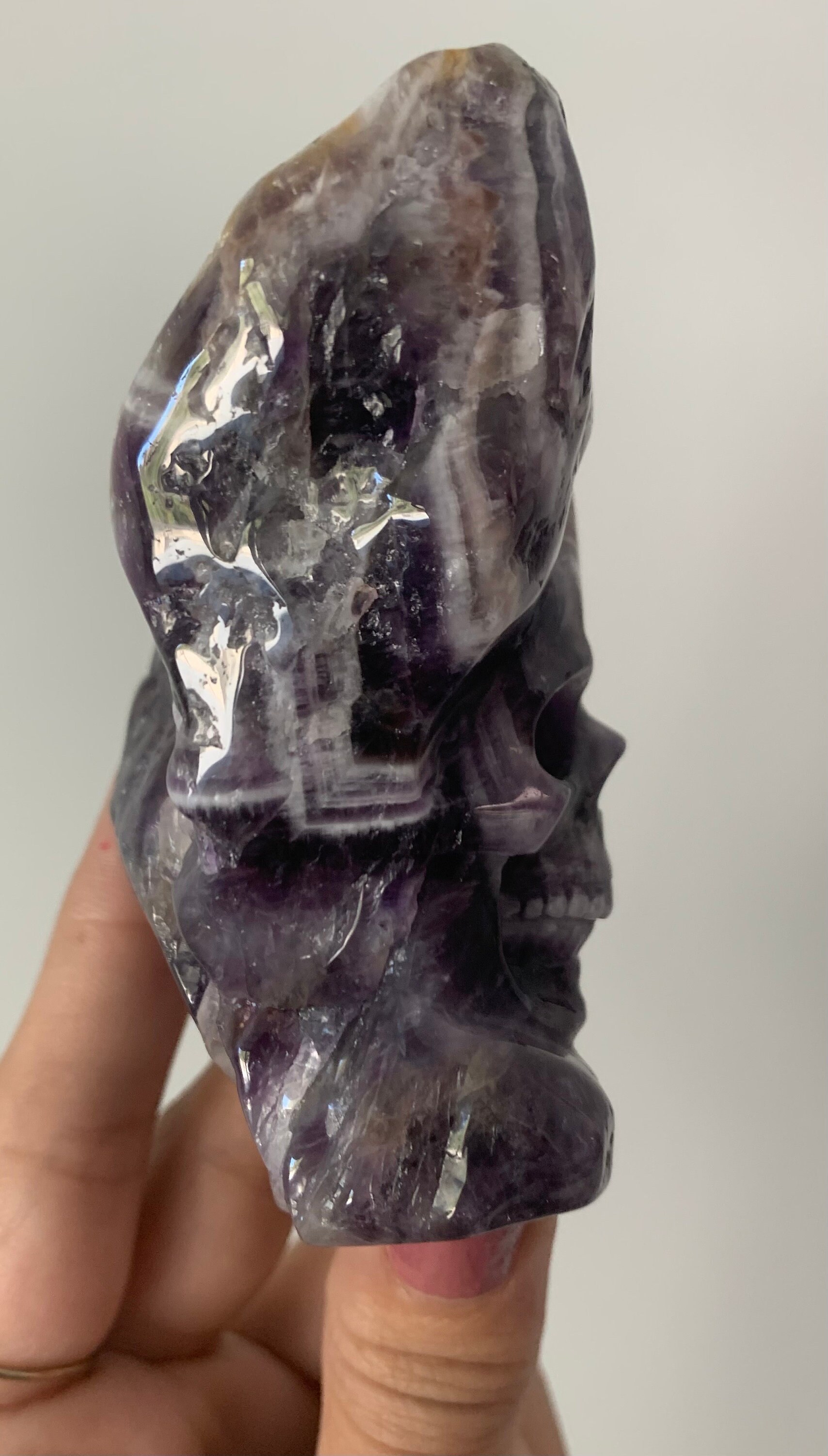 Skull - Hand Carved - Dream Amethyst Freeform - One of a Kind - Etsy