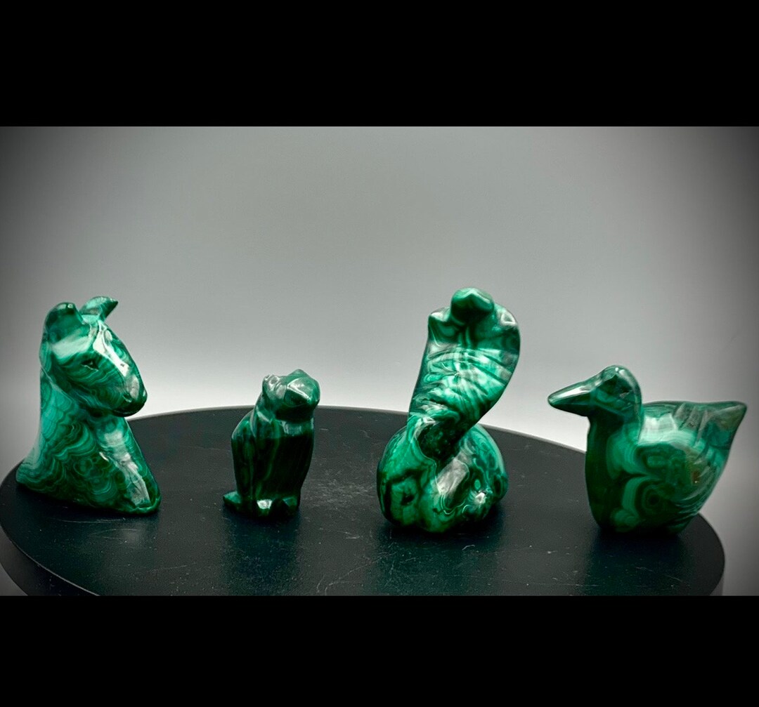 4pc Malachite Carvings Set - Horse, Snake, Cat and Bird - Etsy