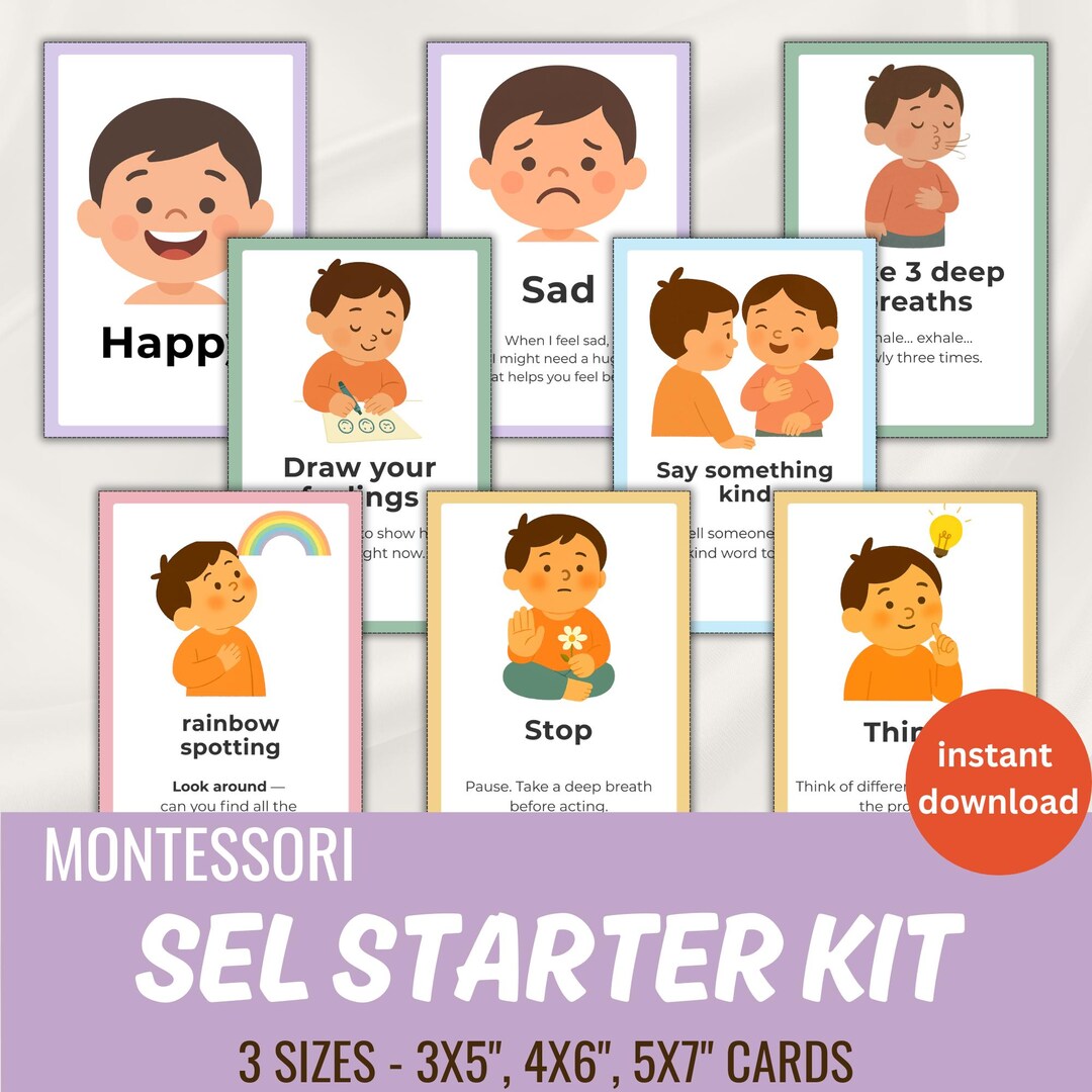 Montessori SEL Emotion Flashcards | Feelings & Coping (digital Download ...