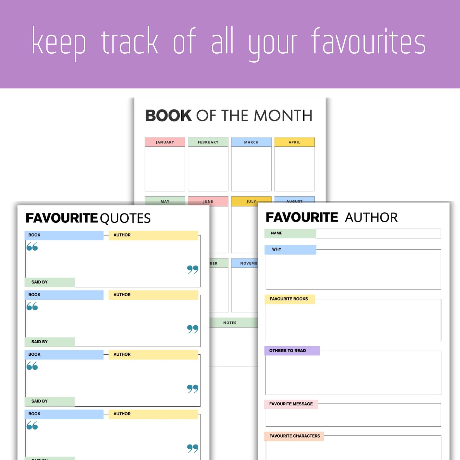 Book Reading Journal, Reading Planner, Book Tracker, Book Review, Book ...