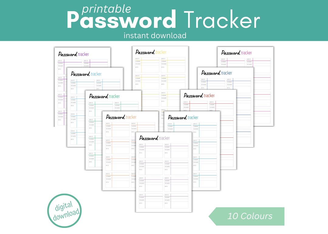 Password Tracker - Printable Password Keeper, Digital Download Password ...