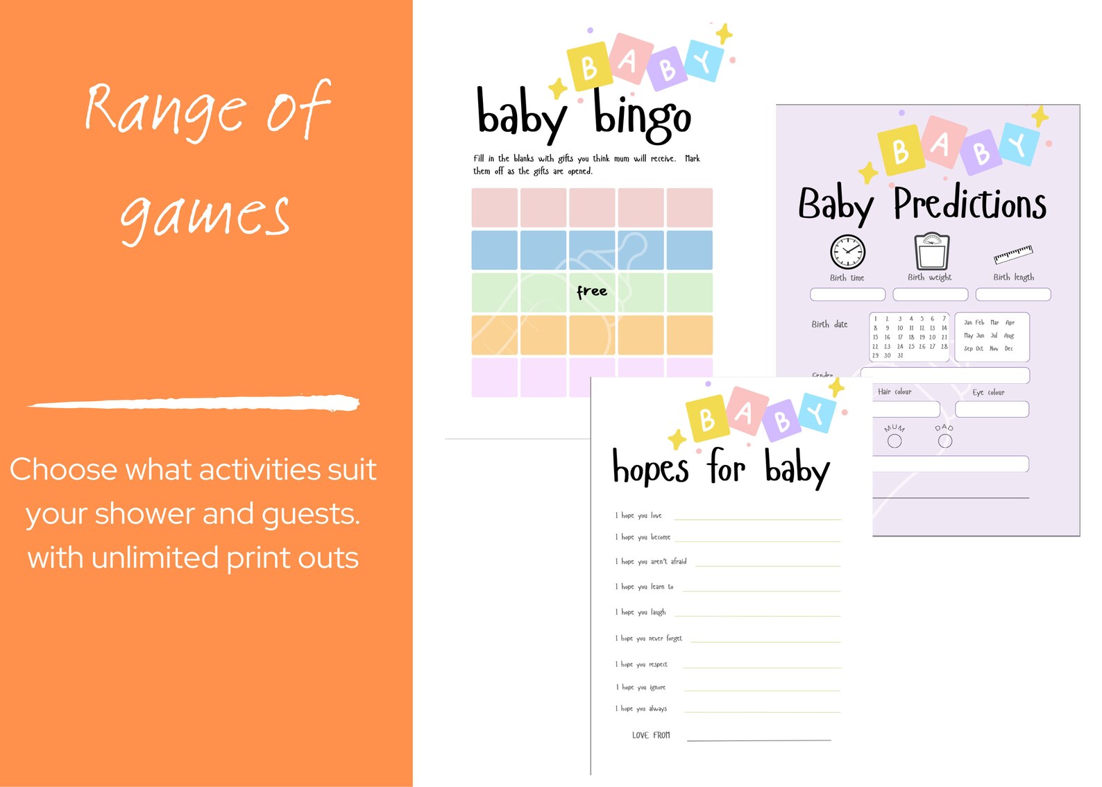 Baby Shower Games Pack Baby Shower Game Bundle Printable Baby Shower ...