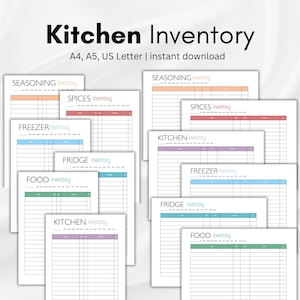 Kitchen Inventory Tracker: Pantry, Fridge, Freezer Printable Organizer ...