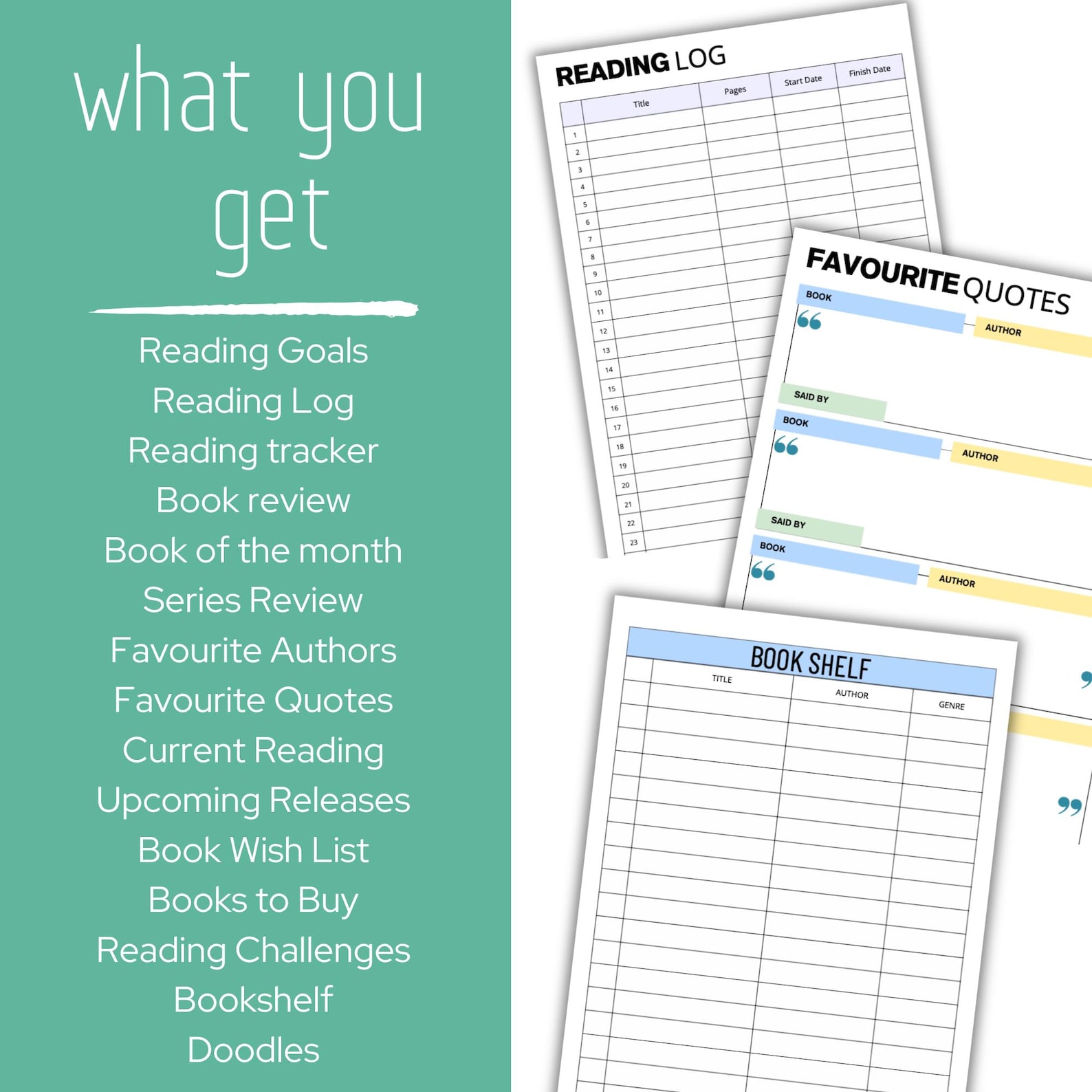 Book Reading Journal, Reading Planner, Book Tracker, Book Review, Book ...