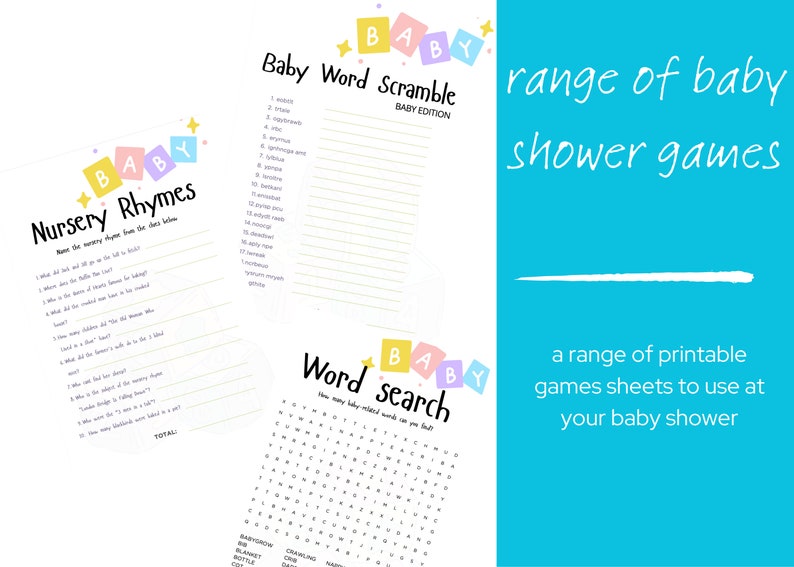 Baby Shower Games Pack Baby Shower Game Bundle Printable Baby Shower ...