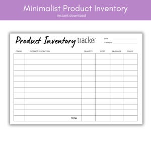 Minimalist Product Inventory Tracker: 3 Layouts (digital Download) - Etsy