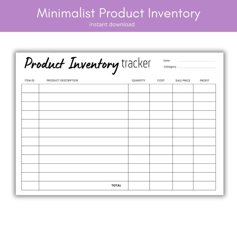 Minimalist Product Inventory Tracker: 3 Layouts (digital Download) - Etsy