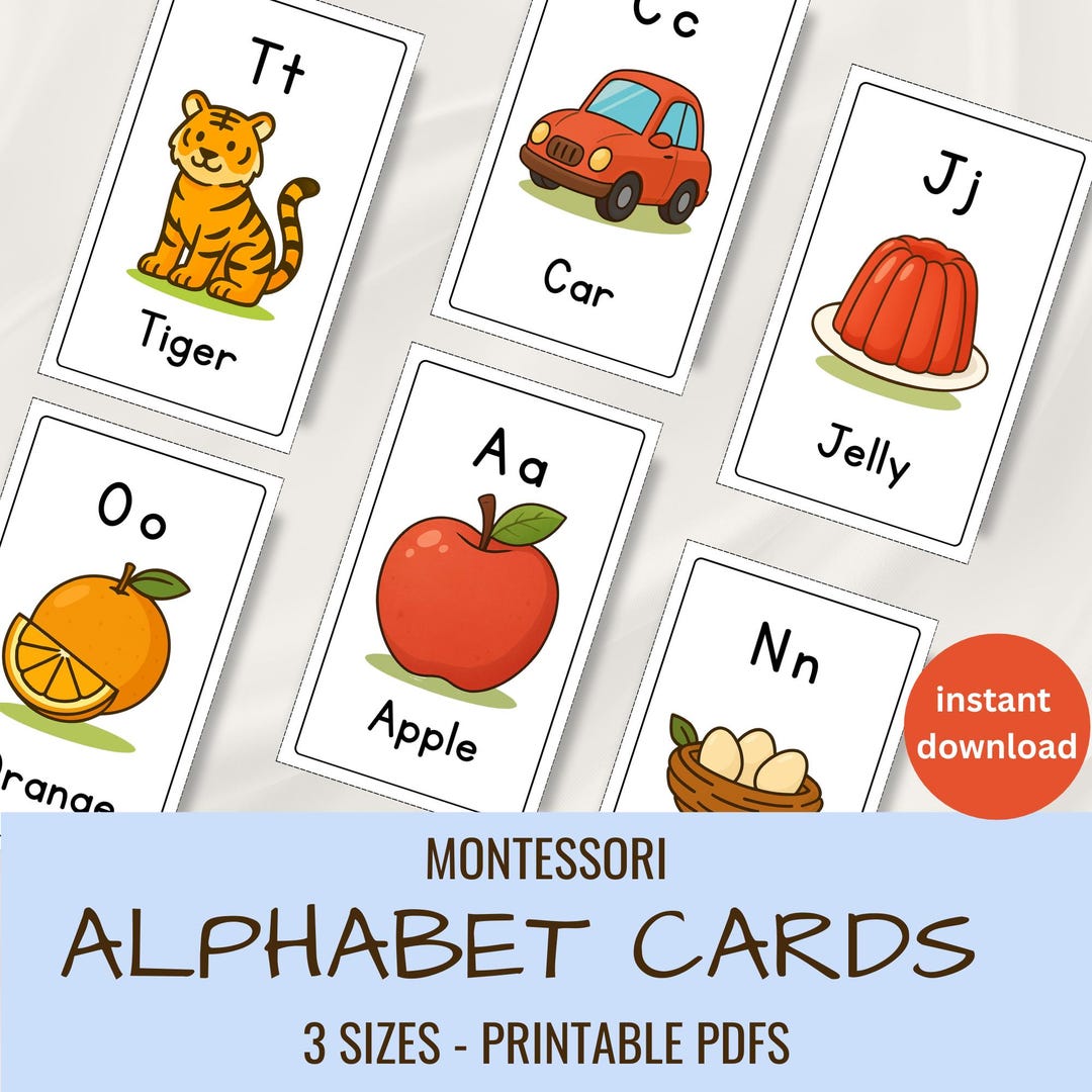 Montessori Alphabet Flashcards | A-Z Phonics Learning Cards (digital ...