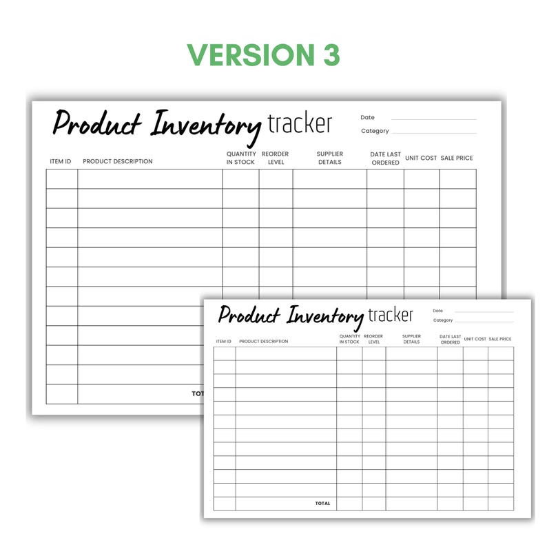 Minimalist Product Inventory Tracker: 3 Layouts (digital Download) - Etsy