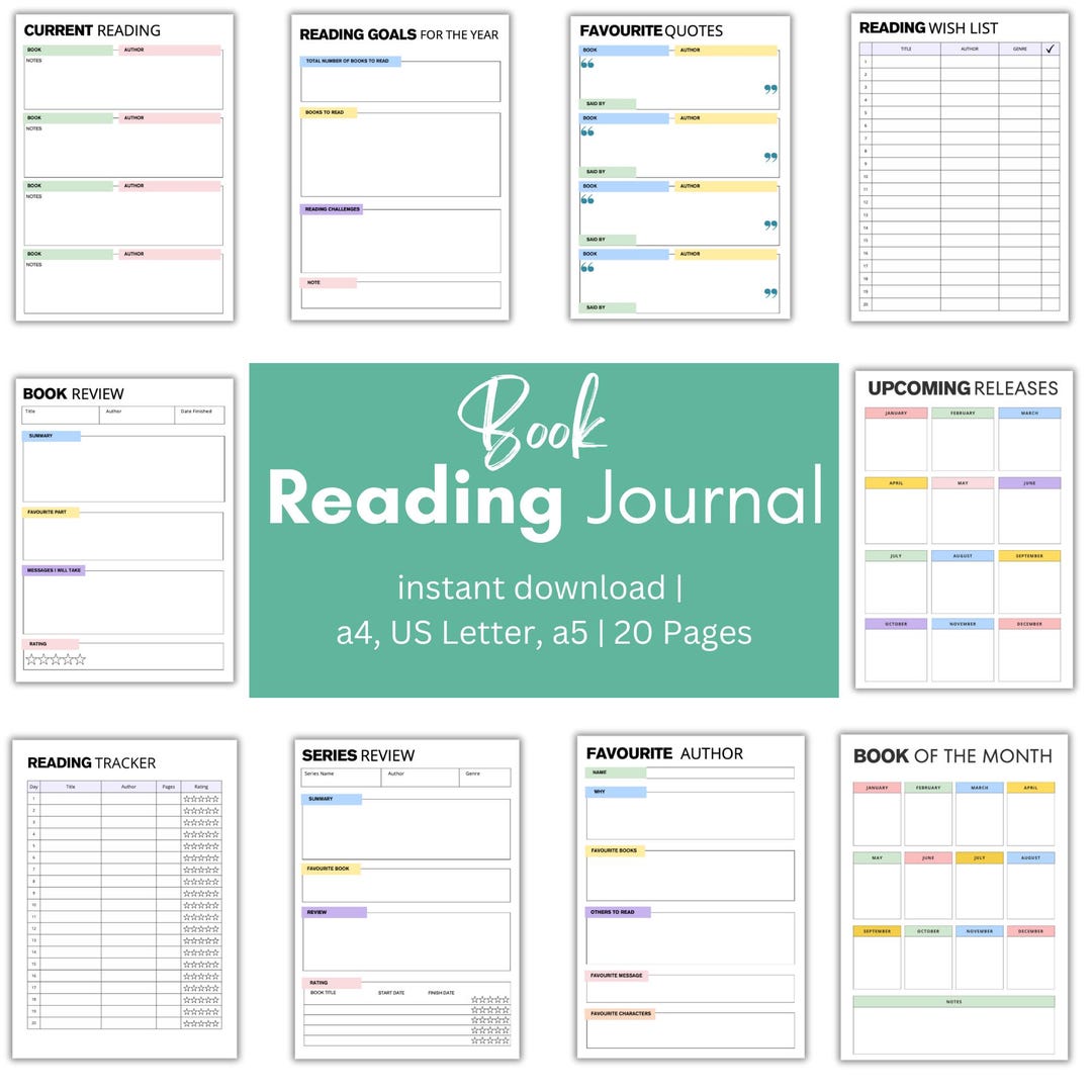 Book Reading Journal, Reading Planner, Book Tracker, Book Review, Book ...