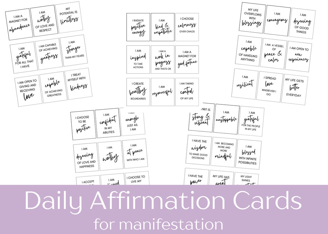 Daily Positive Affirmation Cards for Manifestation. Elegant Minimalist ...