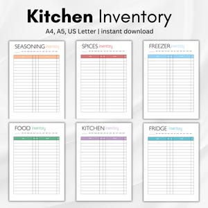 Kitchen Inventory Tracker: Pantry, Fridge, Freezer Printable Organizer ...