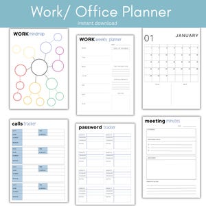 Work & Home Office Planner Printable Bundle - Organize Projects, Tasks ...