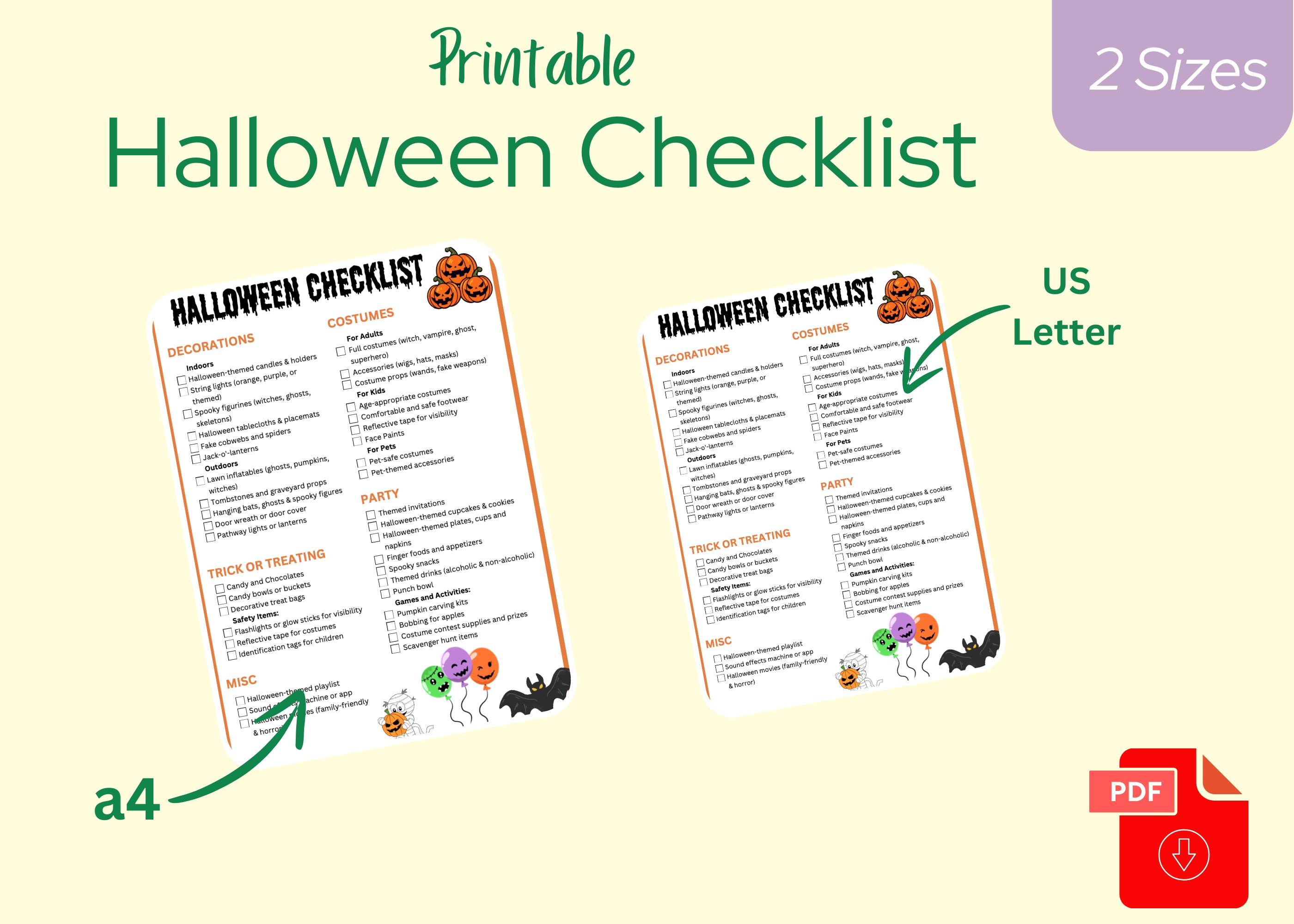 Halloween Checklist, Halloween Activities, Printable, Halloween Planner ...