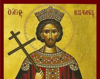 Saint Constantine Icon the Great, Handmade Greek Orthodox Icon of St ...