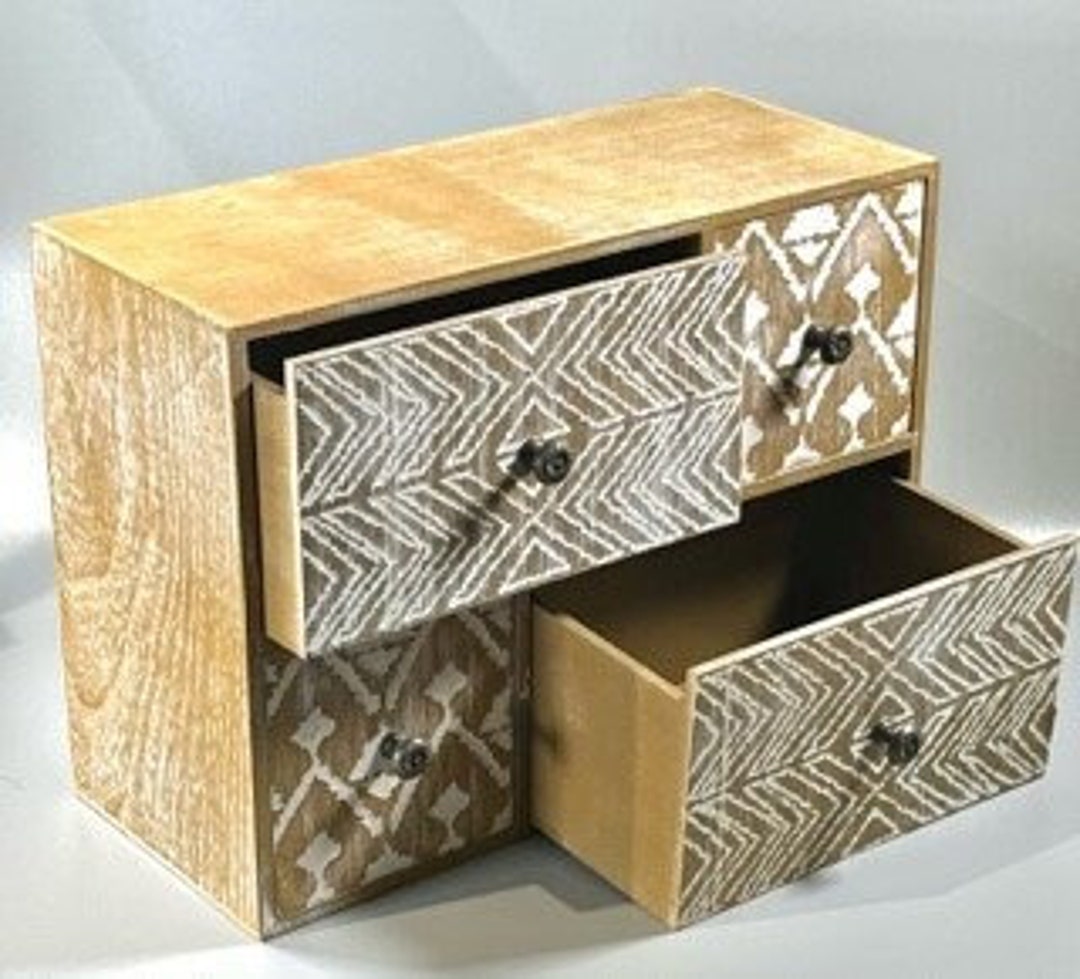 Vintage Style 4 Compartment Storage Box - Office Desk Storage- Kitchen ...