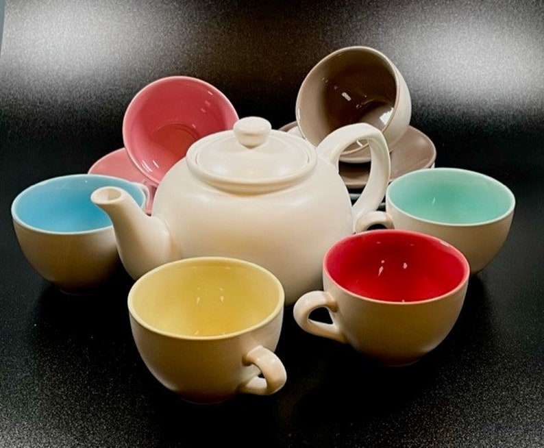 Sweet Pastel Tea Set – Complete Set – Tea Pot, 6 Cups With Saucers and ...