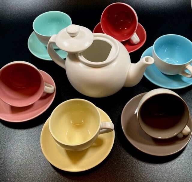 Sweet Pastel Tea Set – Complete Set – Tea Pot, 6 Cups With Saucers and ...