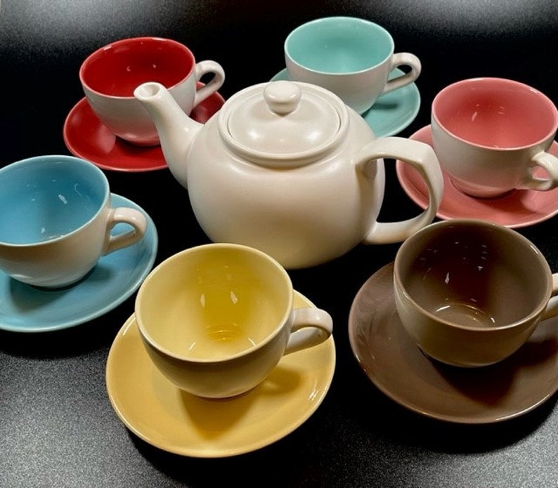 Sweet Pastel Tea Set – Complete Set – Tea Pot, 6 Cups With Saucers and ...