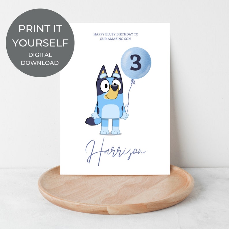 DIGITAL DOWNLOAD Bluey Birthday Card Kids Birthday Card - Etsy