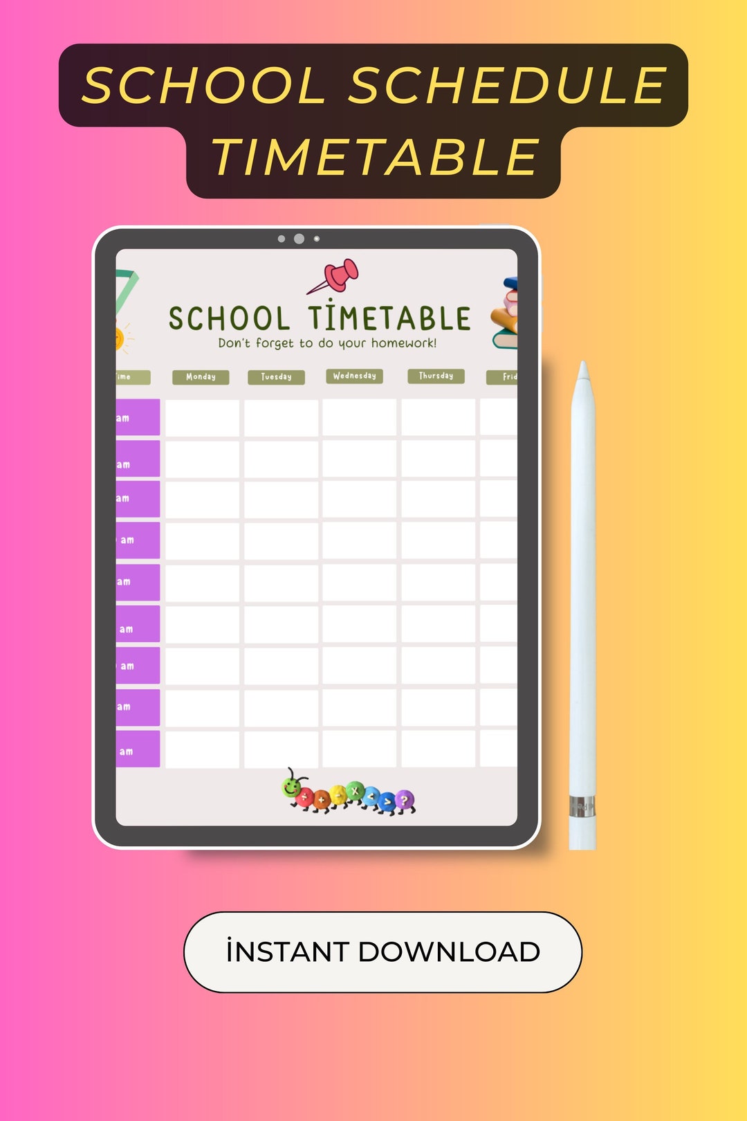 School Schedule Printable Schedule School Timetable Class - Etsy