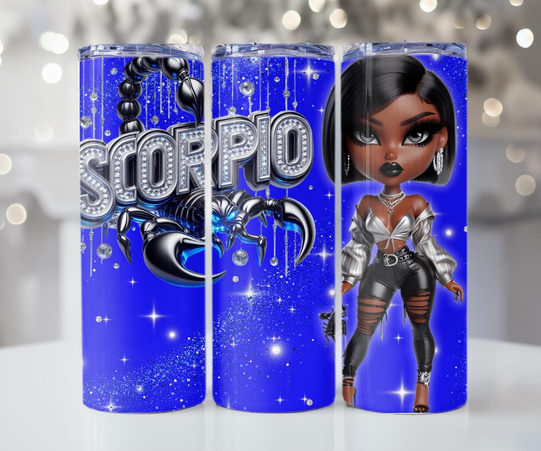 PNG FILE, Zodiac Scorpio Woman Blue Silver Black, 20oz Straight PNG ...