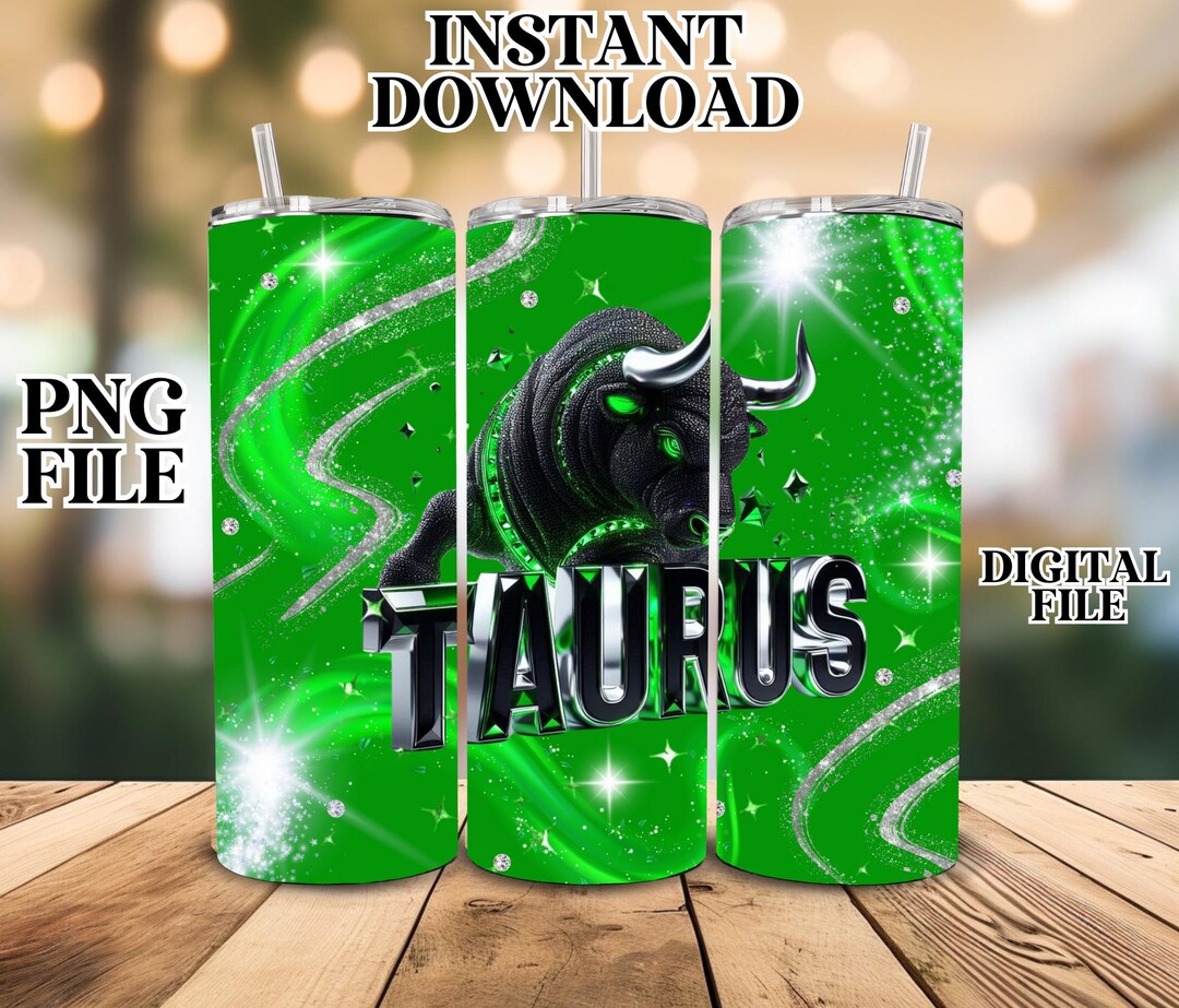 PNG | Taurus Sublimation PNG | Green and Black Zodiac Tumbler Design ...