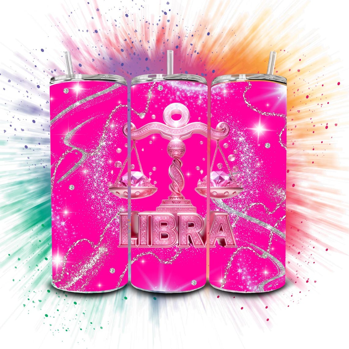PNG | Pink Glitter Libra Zodiac Sign PNG for Sublimation | Astrology ...