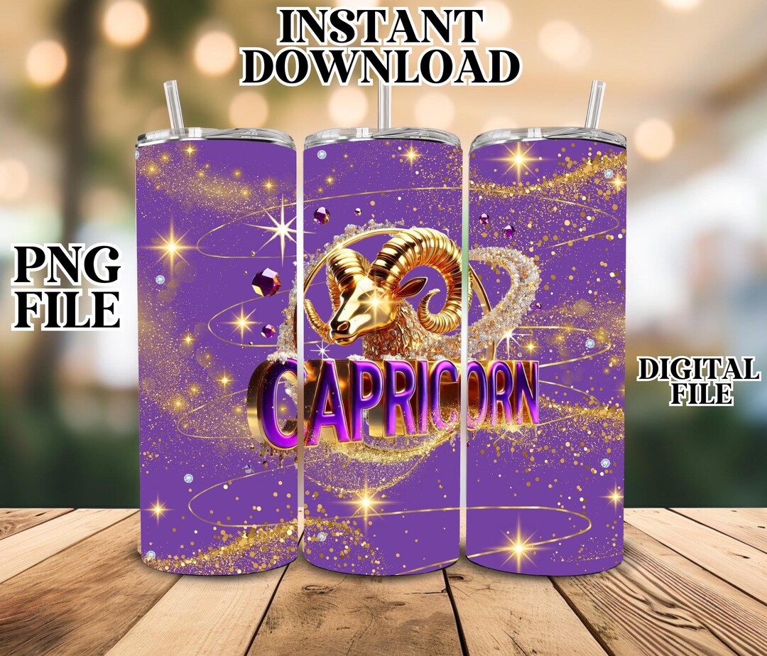 PNG | Capricorn Sublimation PNG | Purple Zodiac Tumbler Design ...