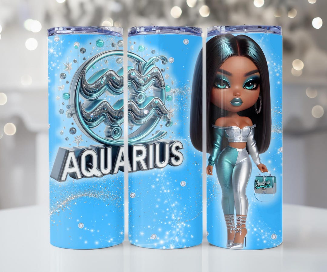 Aquarius Woman Tumbler Wrap: Blue Silver PNG File (digital Download) - Etsy
