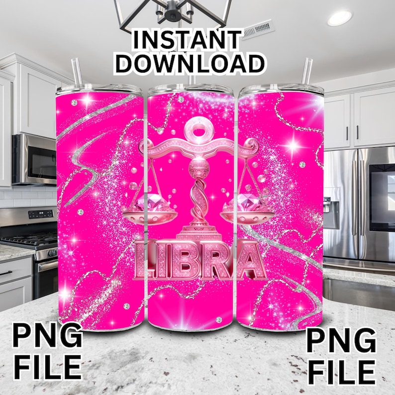 PNG | Pink Glitter Libra Zodiac Sign PNG for Sublimation | Astrology ...