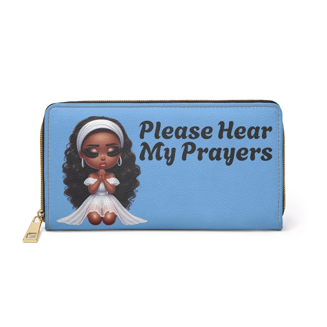 Zipper Wallet, Praying Girl Image, Blue Spiritual Gift, Women's Wallet ...