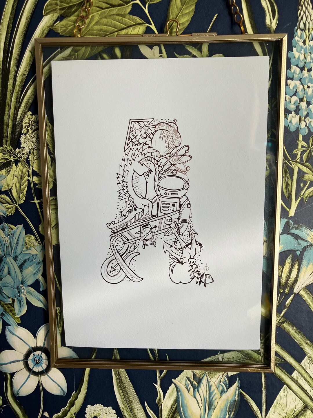 Black & White, Line Drawn, Curiosity, Letter, Illustrated, Art Print ...