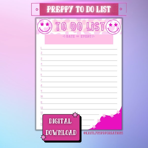 Preppy to Do List - Etsy