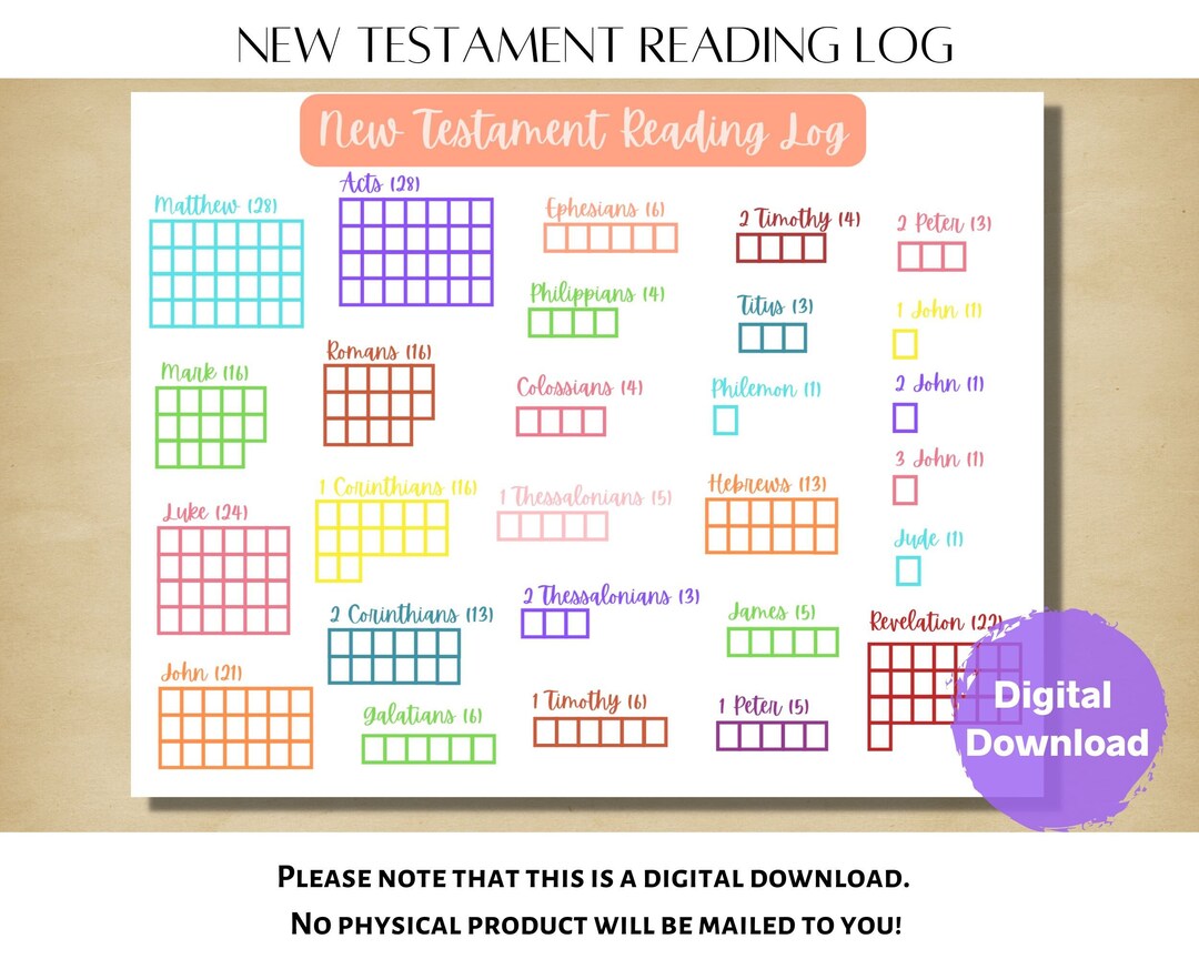 New Testament Digital Reading Log Tool for Bible Study - Etsy