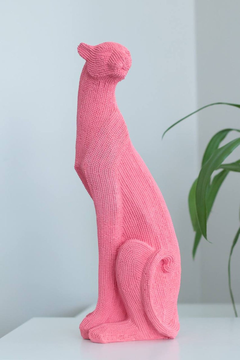 Large Panther Pink Sculpture Statue, Panther Bust Statue, Bust, Pink ...