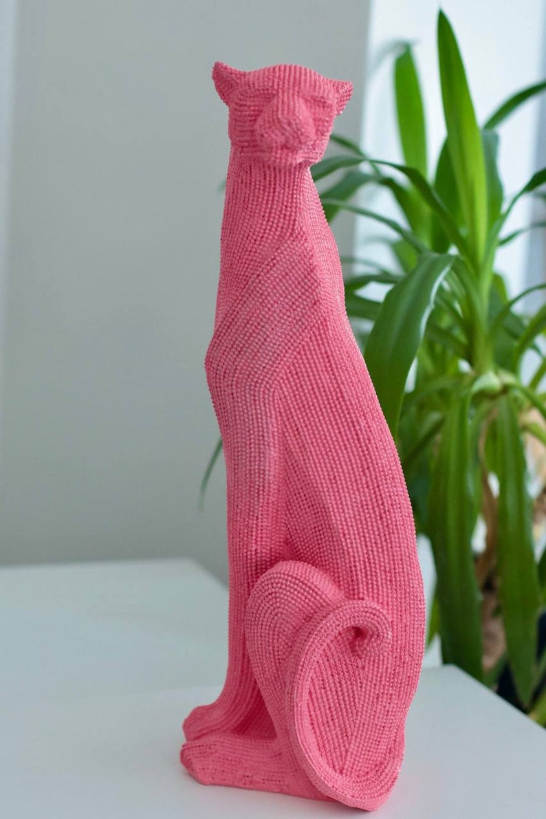 Large Panther Pink Sculpture Statue, Panther Bust Statue, Bust, Pink ...
