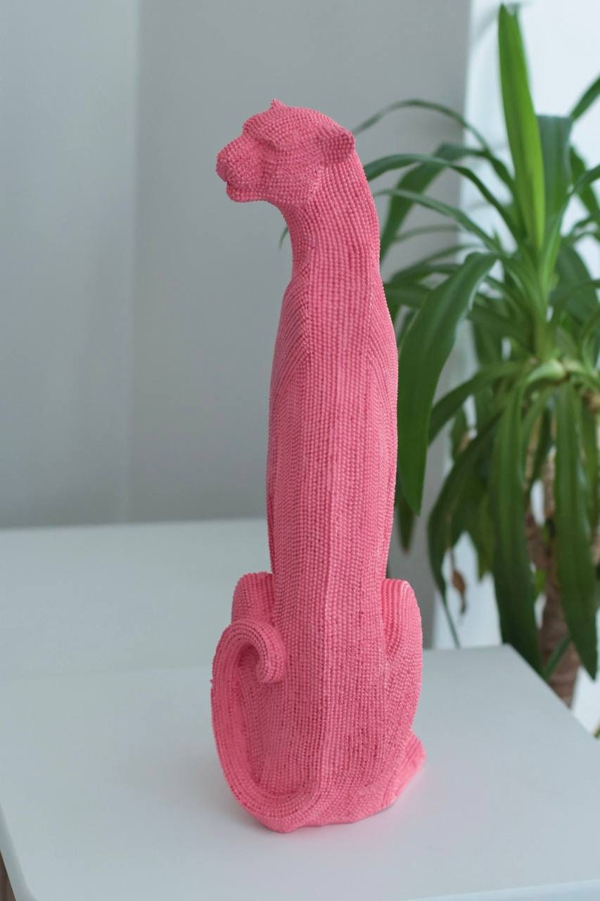 Large Panther Pink Sculpture Statue, Panther Bust Statue, Bust, Pink ...