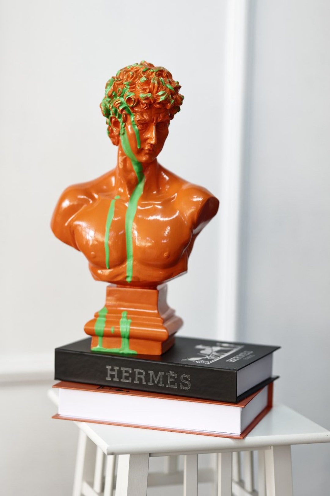 David Orange Pop Art Sculpture Statue, David Bust Statue, Bust, White ...