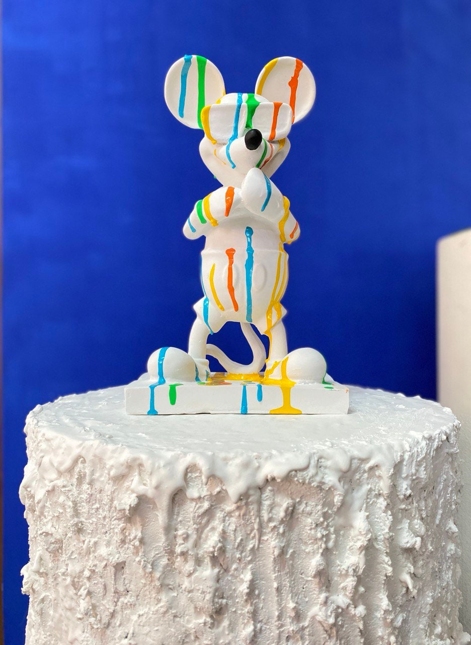 Pop Art Mouse Statue, Colourful Statue, Bust, White Pop Art Statue ...